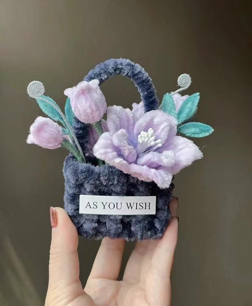 handmade Twisting stick mini flower basket bouquet – By Coquette