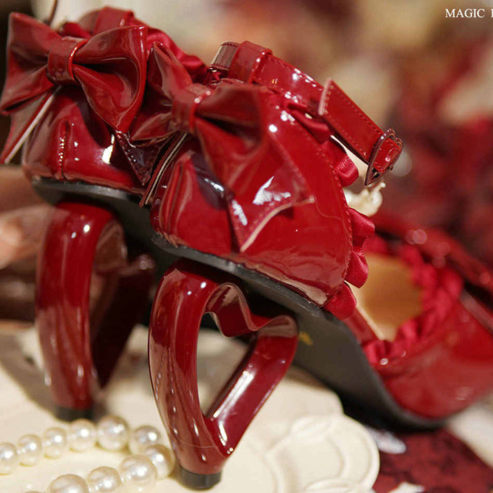 Heart Shape Heels Bow Sandals – By Coquette