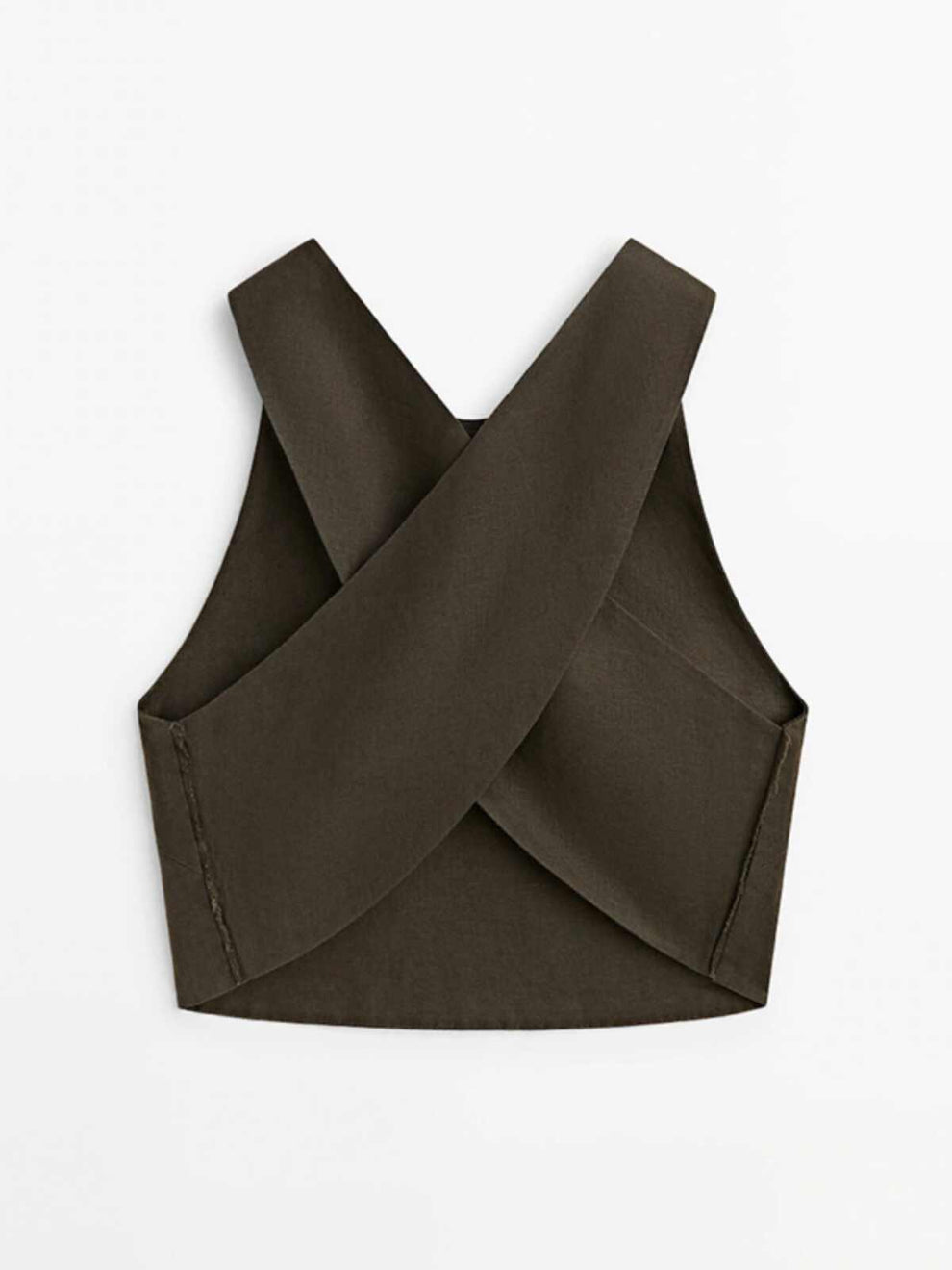 Back Cross Linen Crop Top – By Coquette